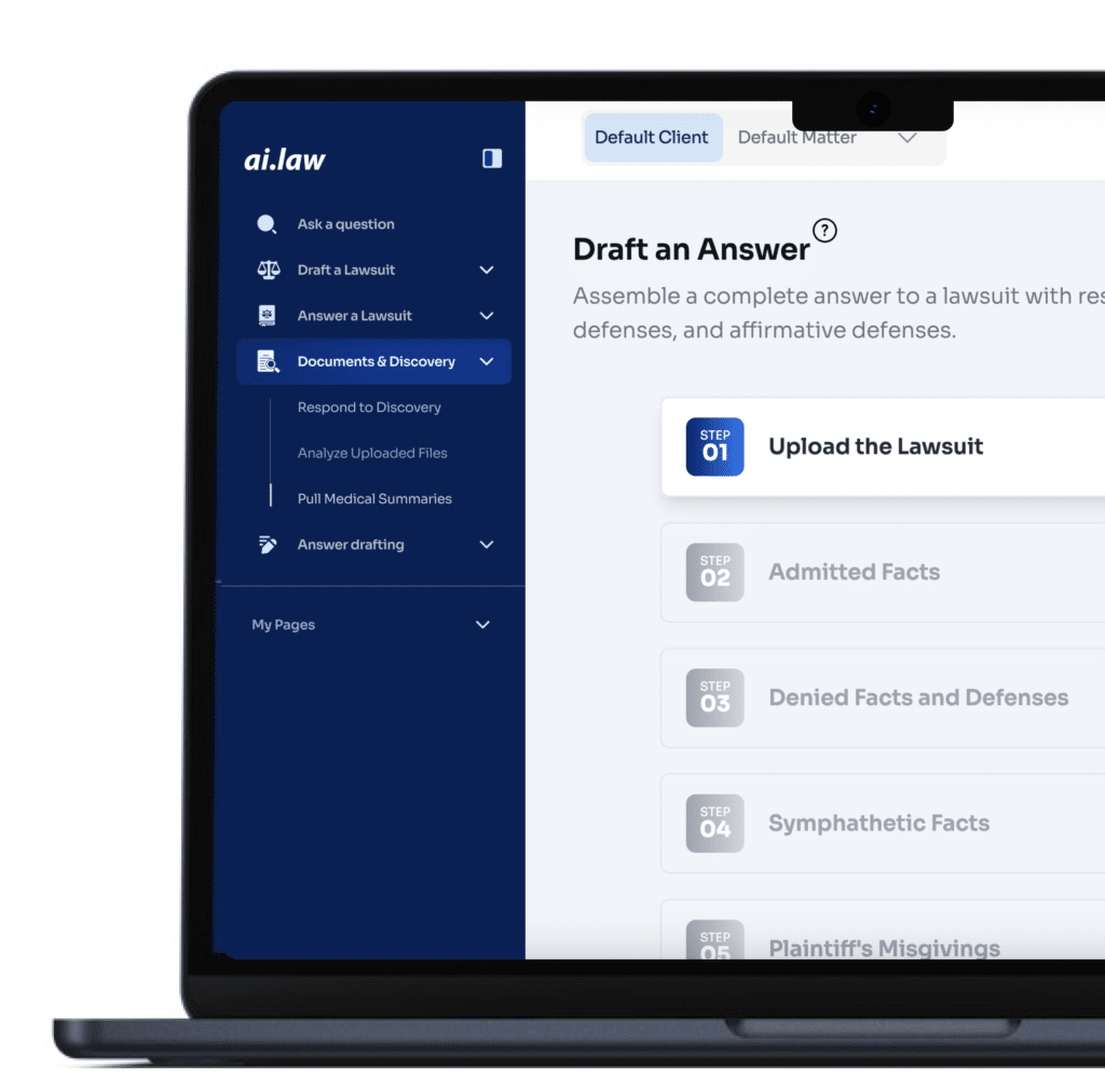 Answer a Legal Lawsuit Complaint Using AI.Law - ai.law